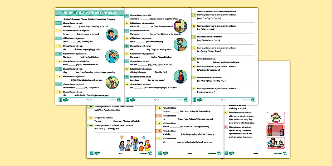 Primary 1 English Exam Grammar - Set 3