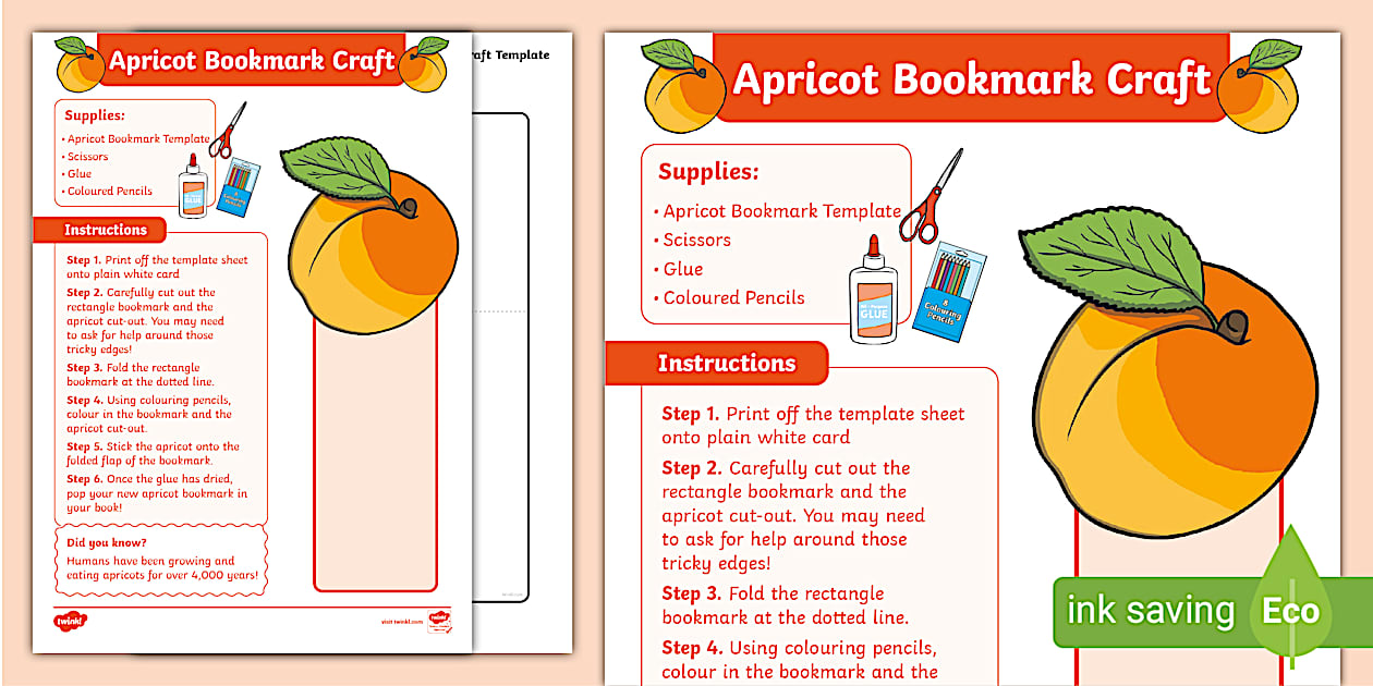 Apricot Bookmark Craft | Twinkl | Bookmarks | Crafts | KS1