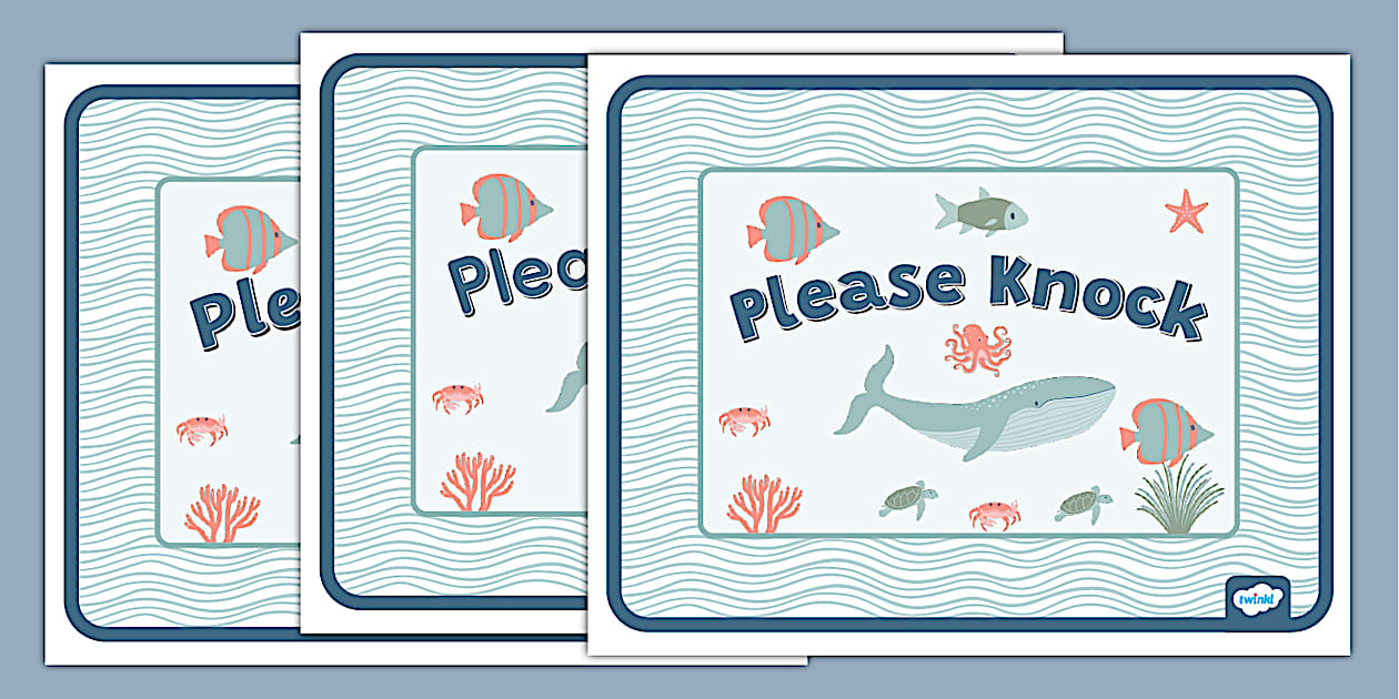 Under the Sea Themed Please Knock Sign (teacher made)