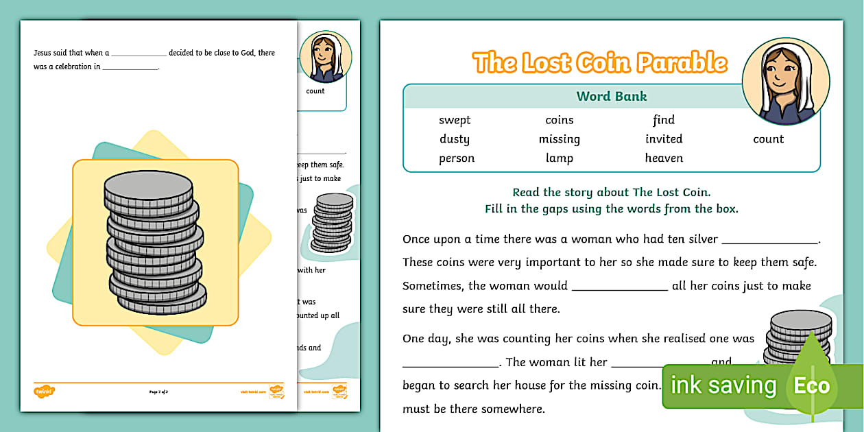 KS1 The Lost Coin Parable Cloze Procedure Activity - Twinkl