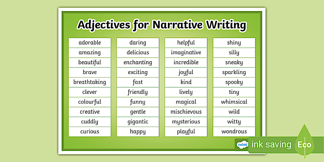 Adjectives for Narrative Writing Word Mat