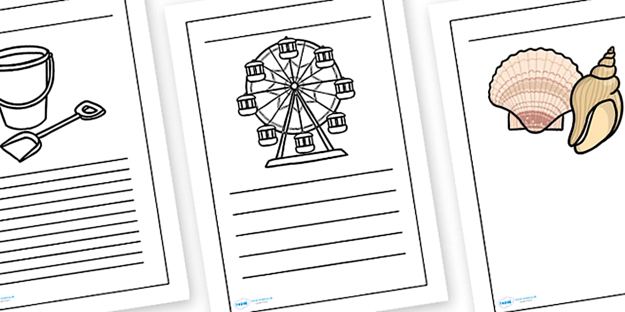 Seaside Colour and Write Writing Frames (teacher made)