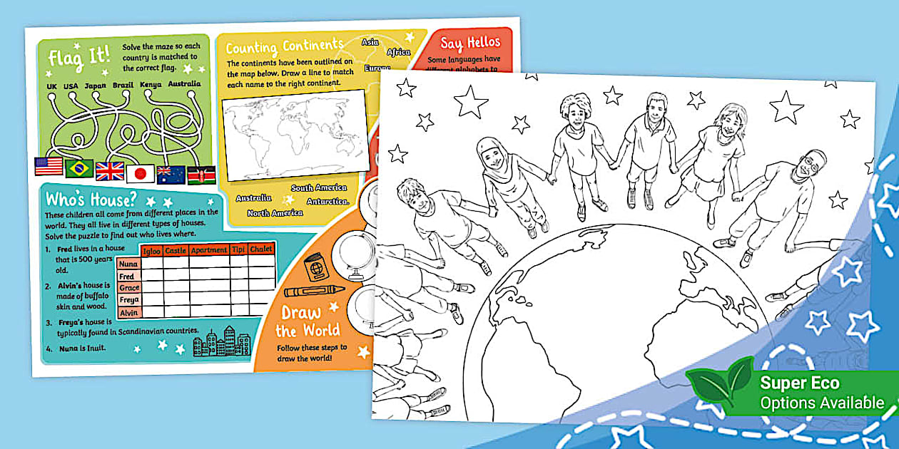 Around the World Tiny Activity Mat Age 9 - 11 (Teacher-Made)