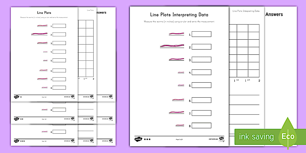 Worms Line Plot Interpreting Data Worksheets (Teacher-Made)