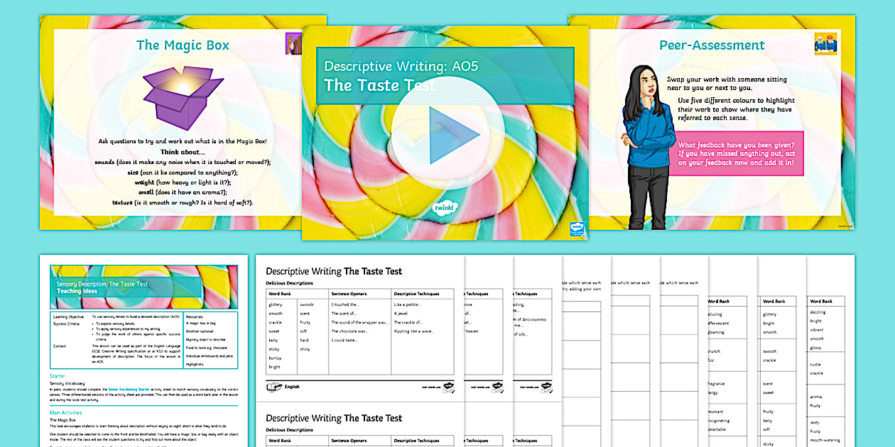 Editable Sensory Description: The Taste Test Lesson Pack