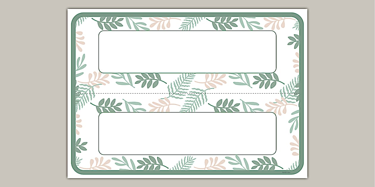 👉 Botanical-Themed Editable Desk Name Tags Labels