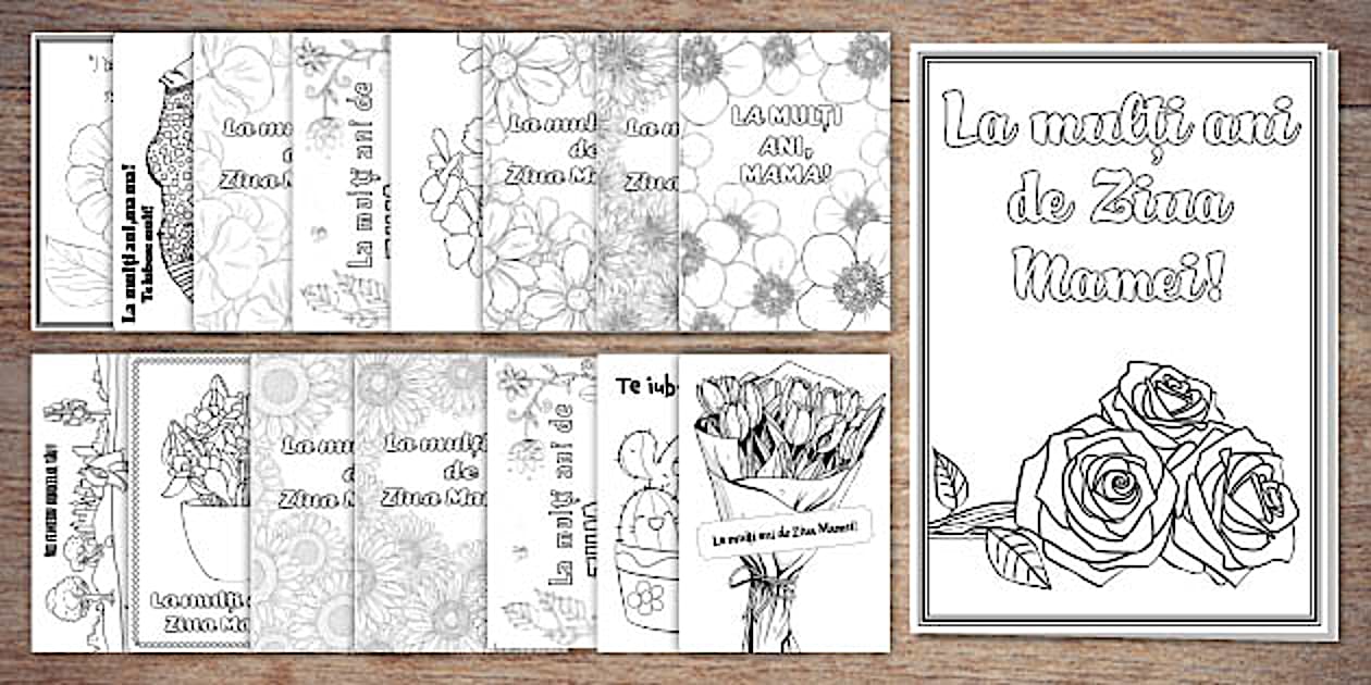 Ziua Mamei – Felicitări de colorat (Teacher-Made)