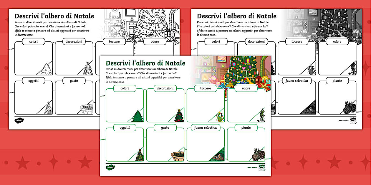 Foglio di lavoro sugli aggettivi: Albero di Natale - Twinkl