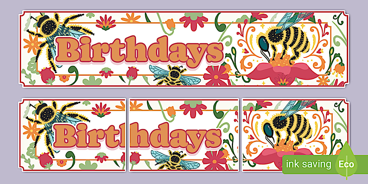 Bee-Themed Birthdays Display Banner (Teacher-Made) - Twinkl