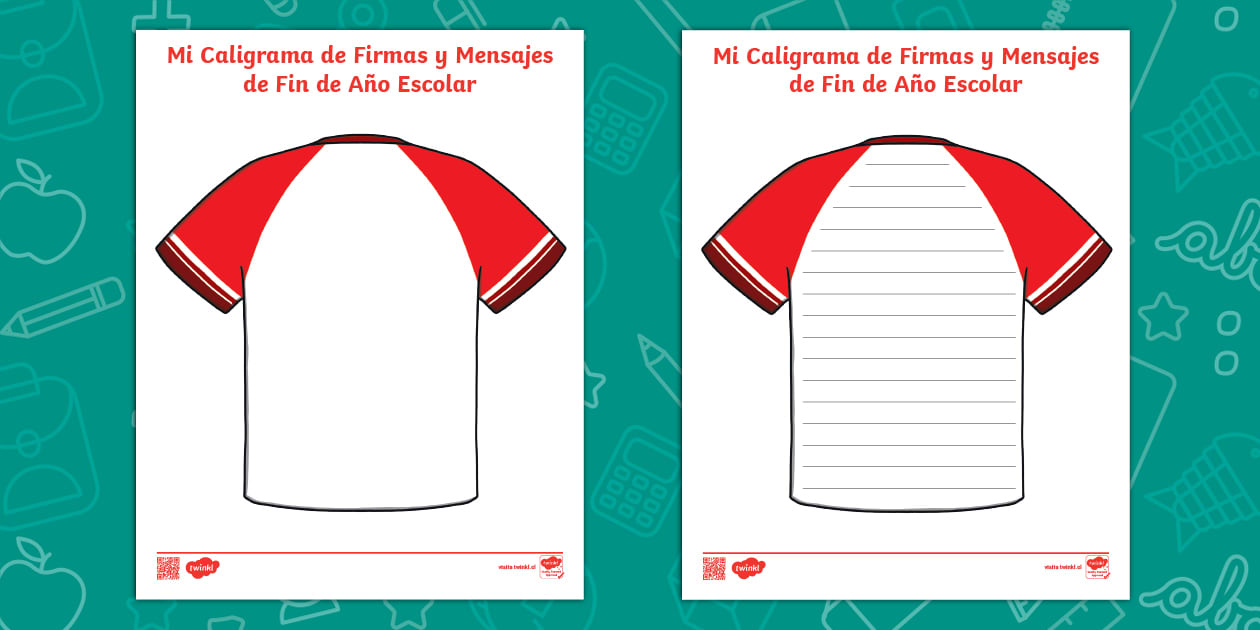 Caligrama: Firmas y Mensajes de Fin de Año Escolar - Twinkl