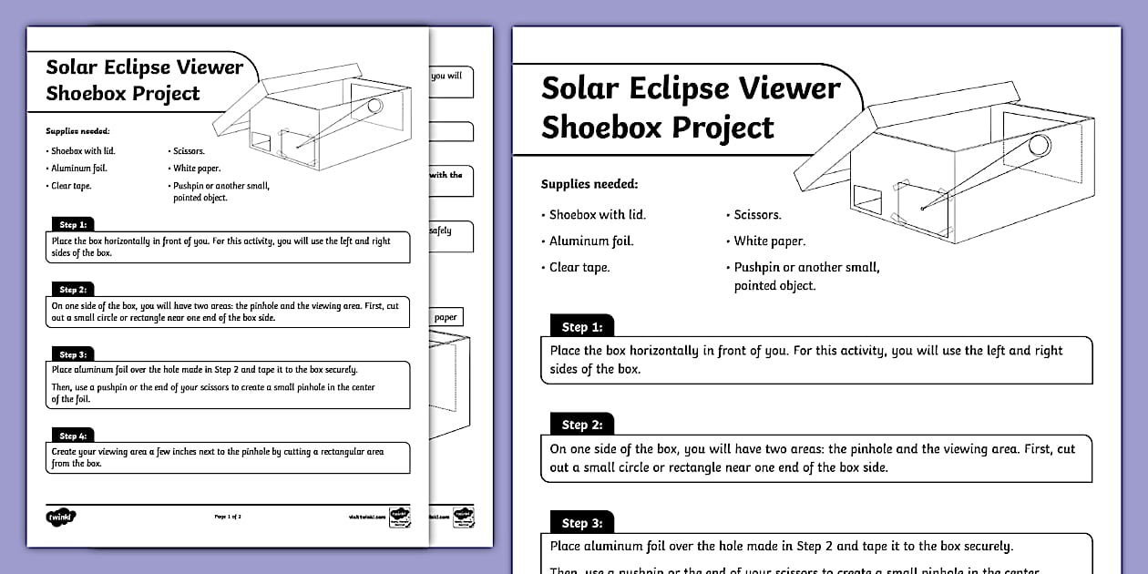 Solar Eclipse Viewer Shoebox Project for 6th-8th Grade