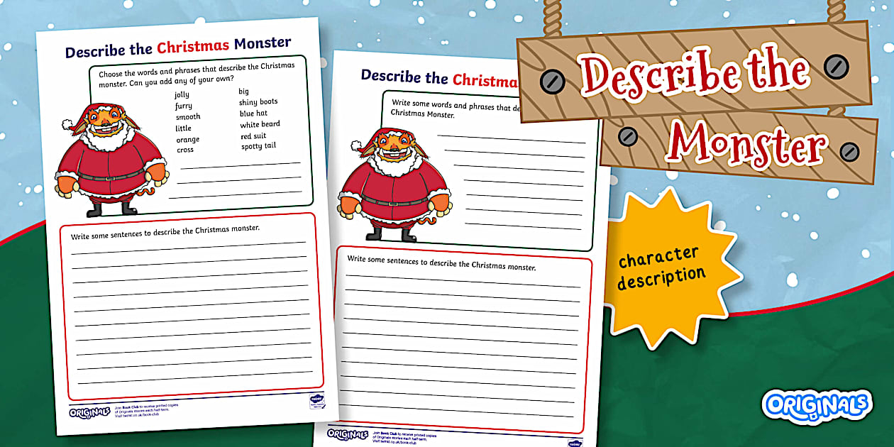 Describe the Christmas Monster Writing Worksheet