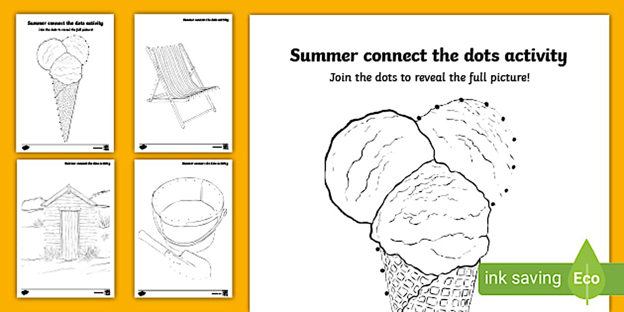 Summer Connect the Dots Worksheet Pack - Template - Twinkl