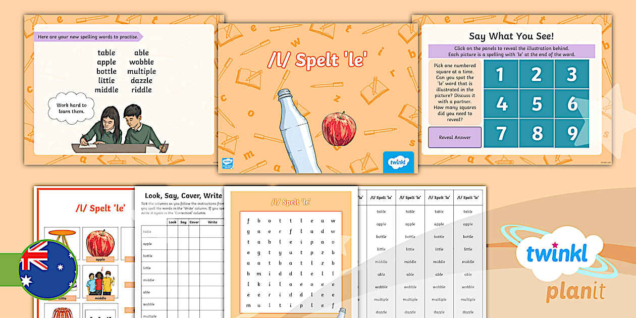 Year 3 Spelling: /l/ Spelt 'le' (teacher made) - Twinkl