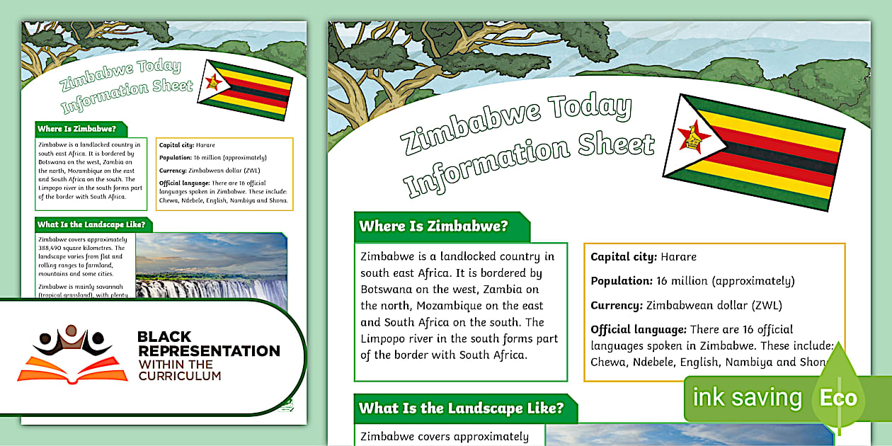 KS2 Zimbabwe Today Information Sheet (teacher made) - Twinkl