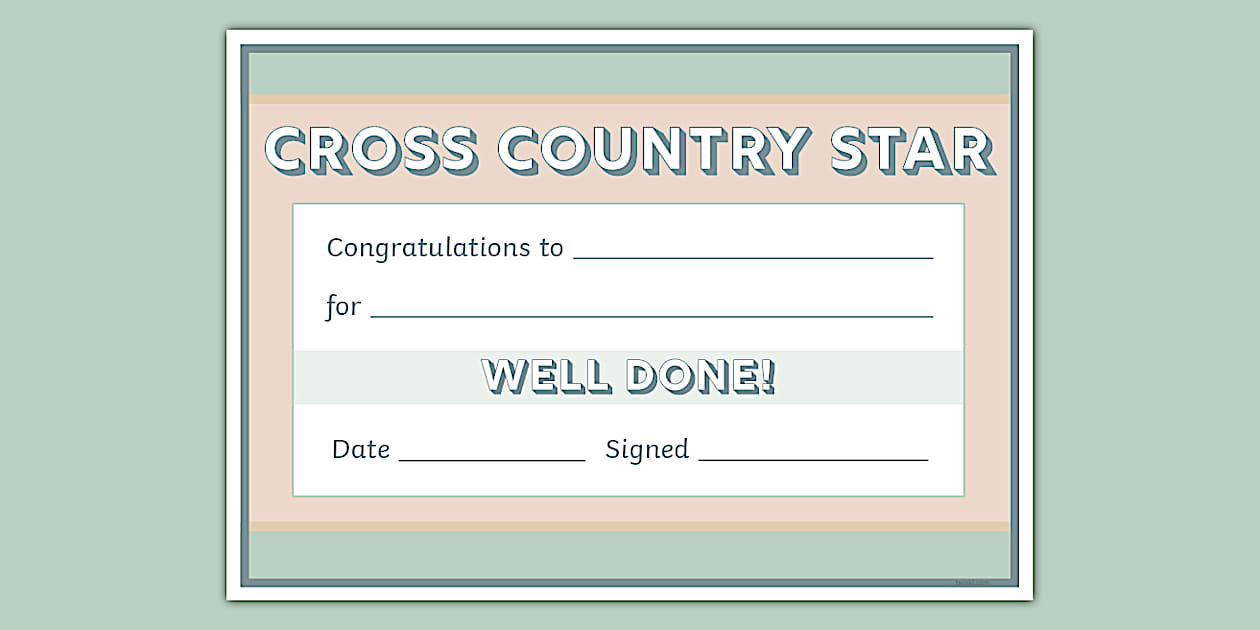 3D Effect Themed Cross Country Certificate (Teacher-Made)