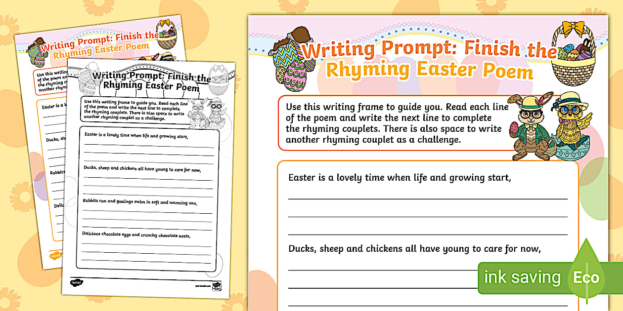 Writing Prompt: Finish the Rhyming Easter Poem - Twinkl
