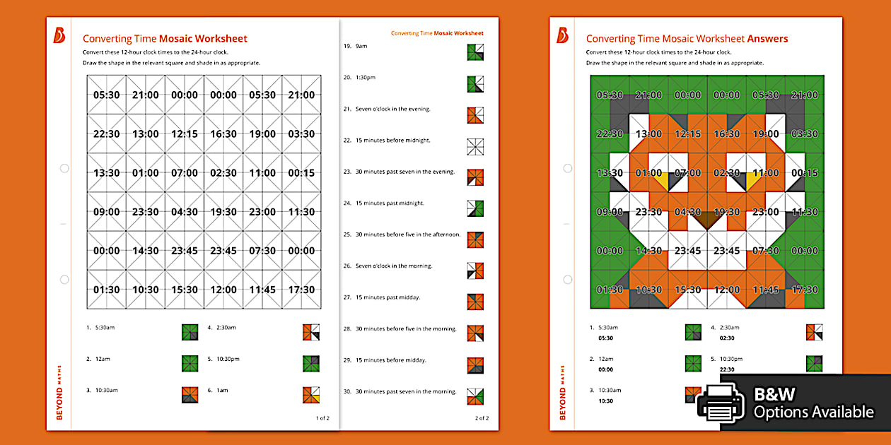 👉 Converting Time Mosaic Worksheet (teacher made)