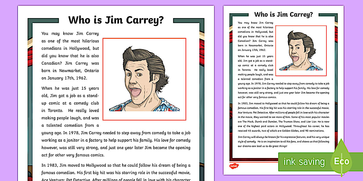 Who is Jim Carrey? Fact File - Twinkl