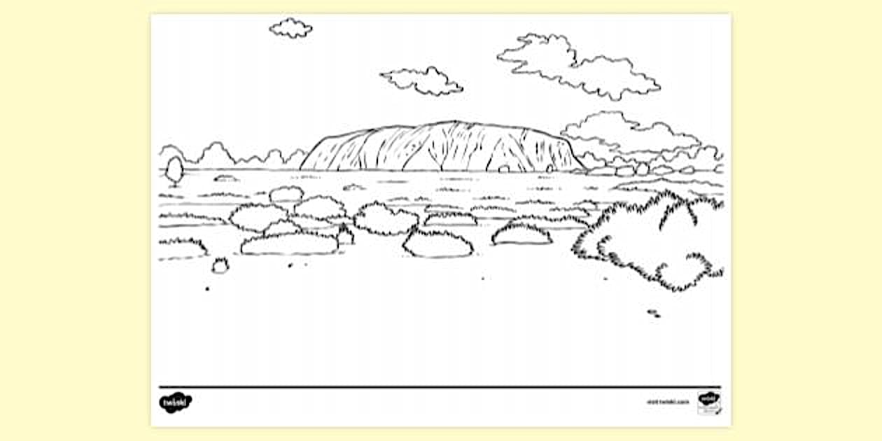 Uluru Drawing Page Colouring Sheet (teacher made) - Twinkl