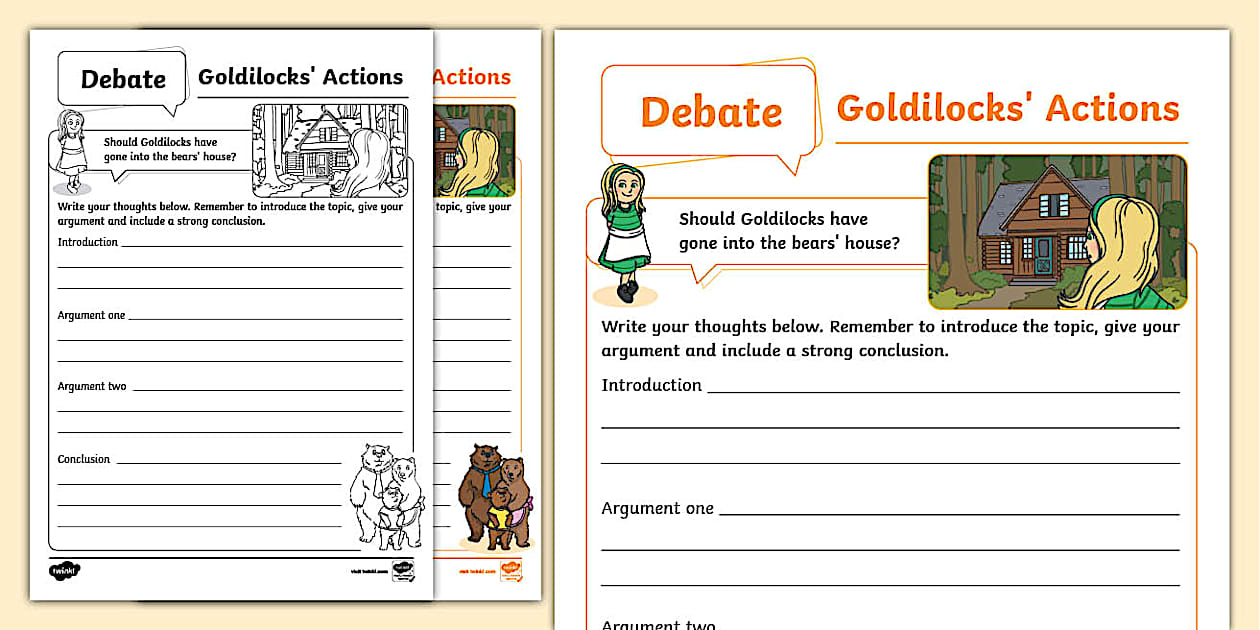 Goldilocks Debate Writing Frame