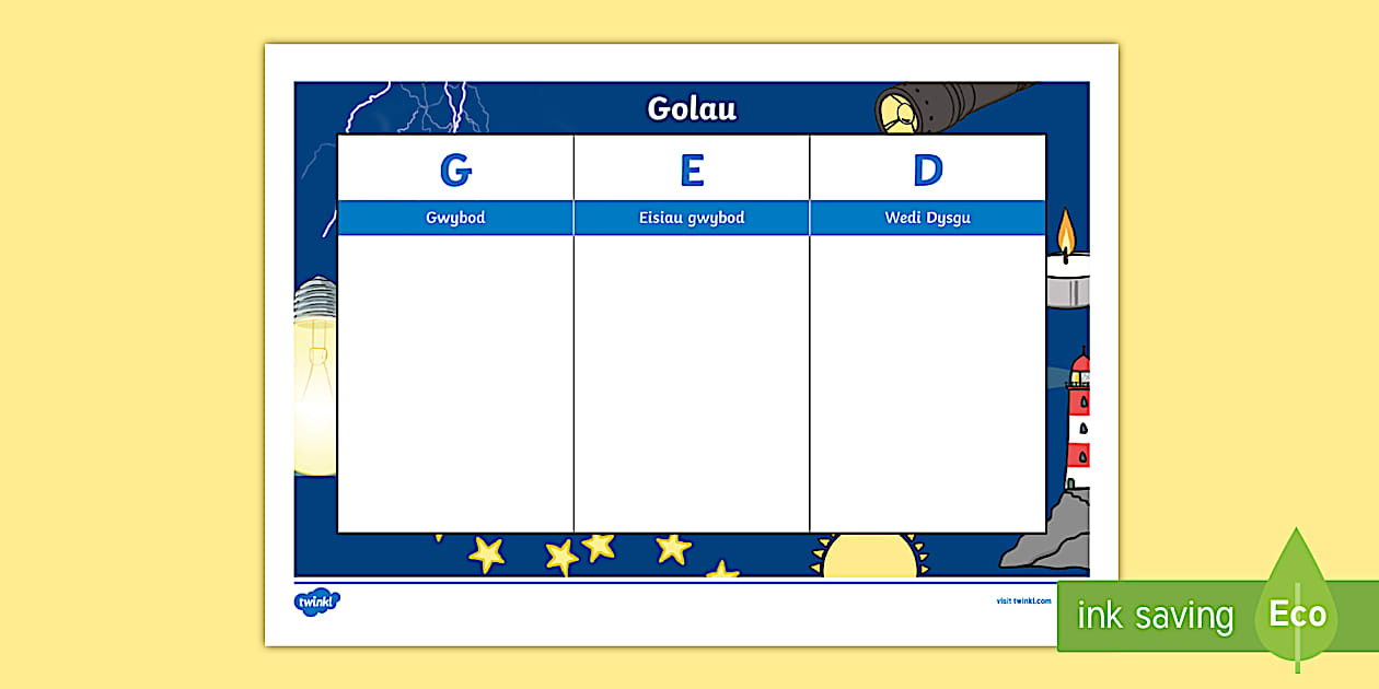 Black and White Grid GED Golau (teacher made) - Twinkl