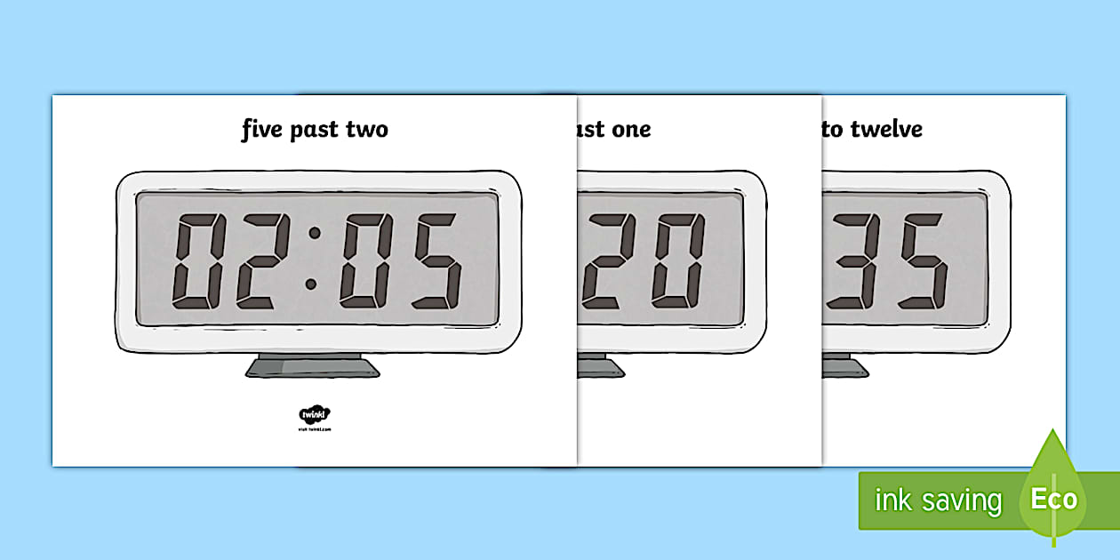 Digital Clocks to the Nearest 5 Minutes Display Posters - Digital Clocks