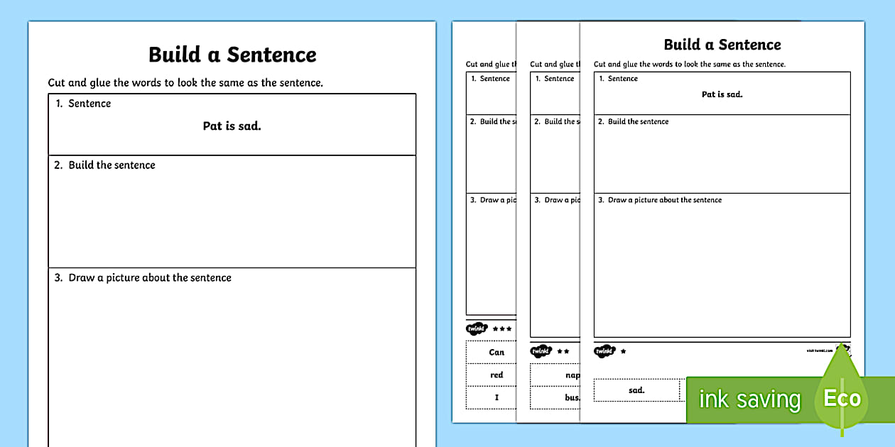 SA Build a Sentence Differentiated Worksheets - Twinkl