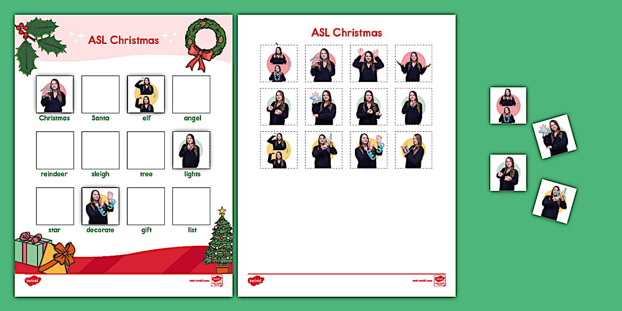 ASL Christmas Cut and Paste Worksheet (Teacher-Made)