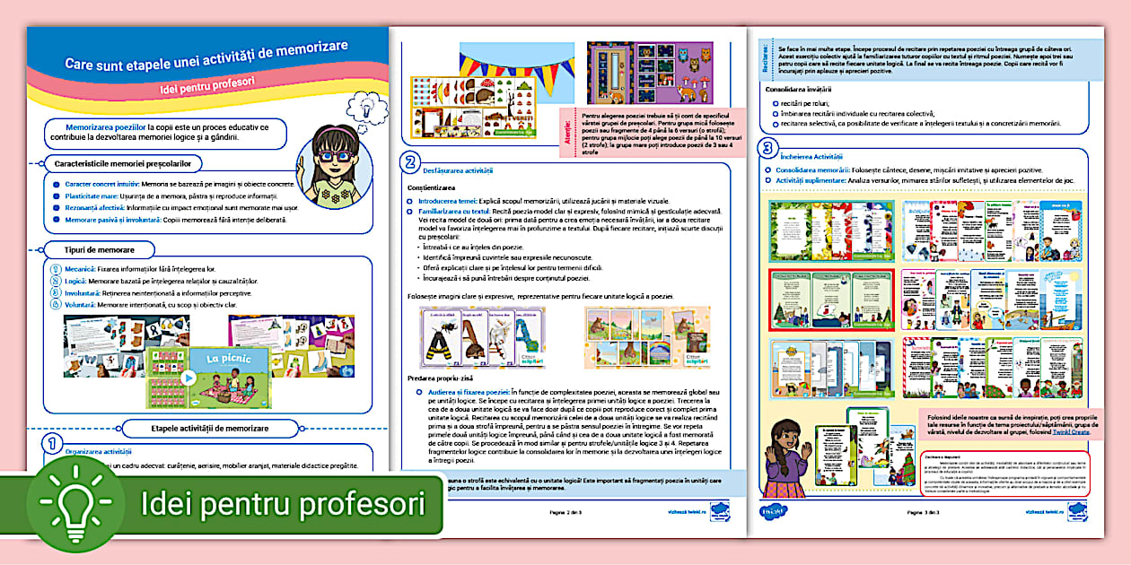 Etapele unei activității de memorizare – Idei profesori