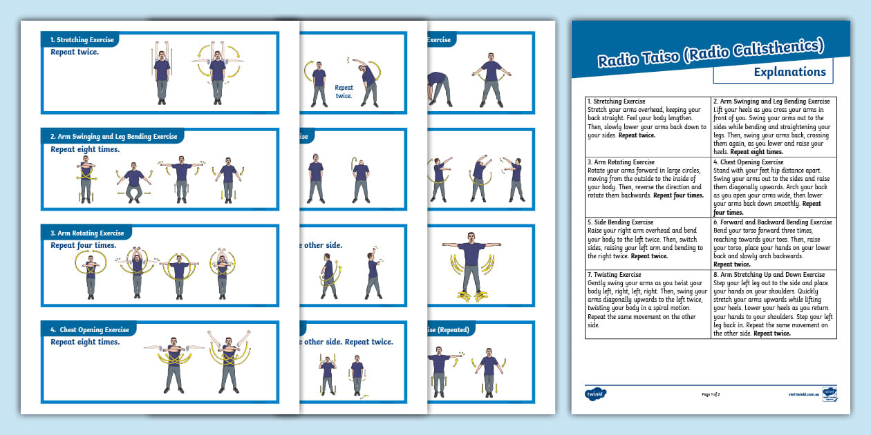 Radio Taiso (Radio Callisthenics) Movement Cards - Twinkl