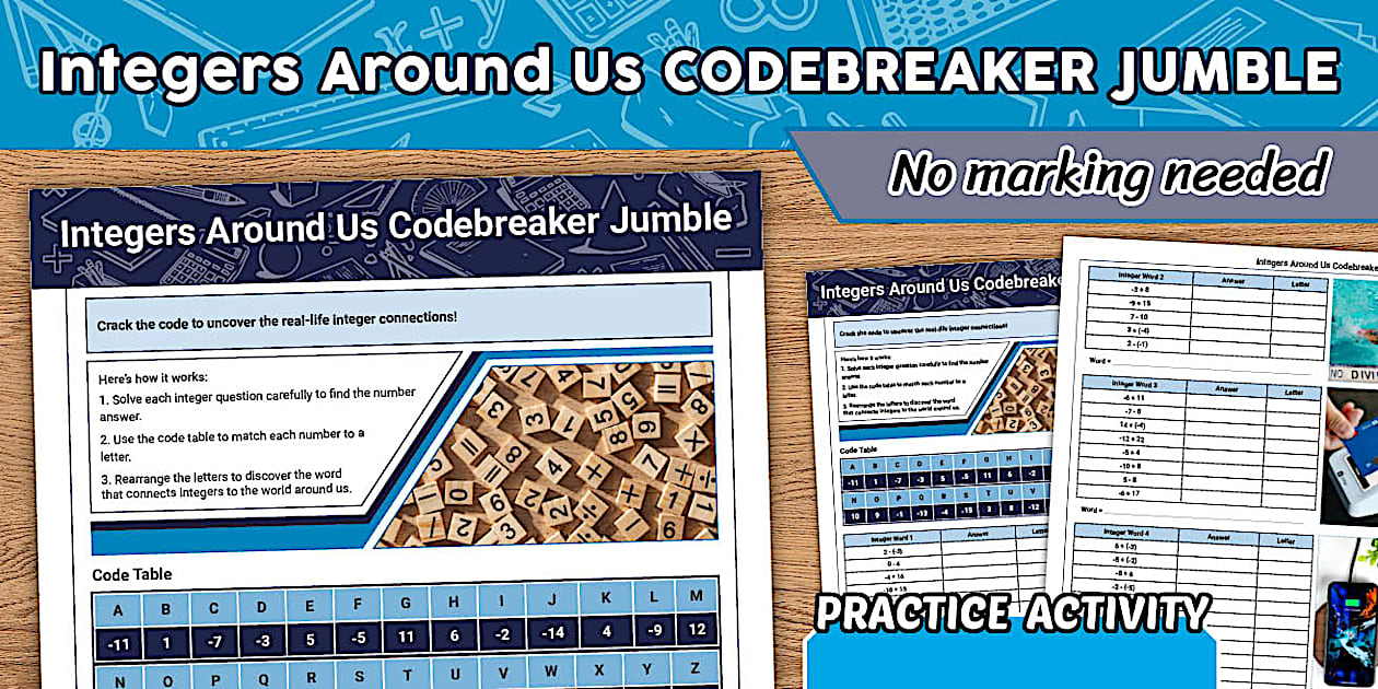 Integers Around Us Codebreaker Jumble