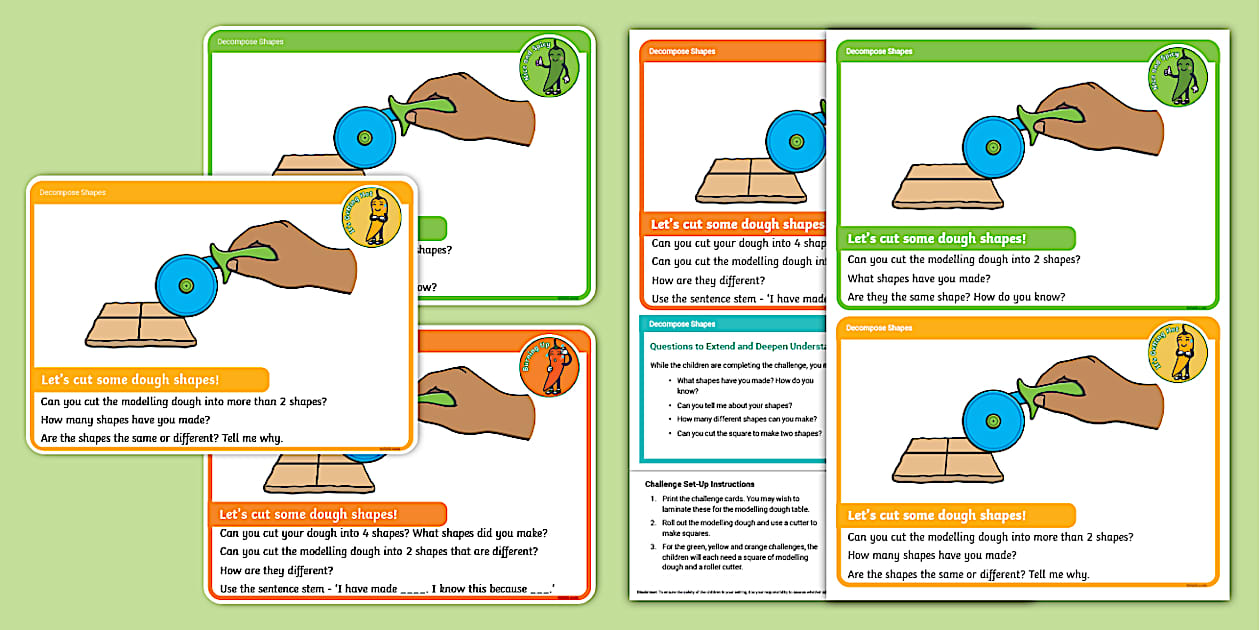👉 Decompose Shapes Chilli Challenges: Cutting Dough Shapes