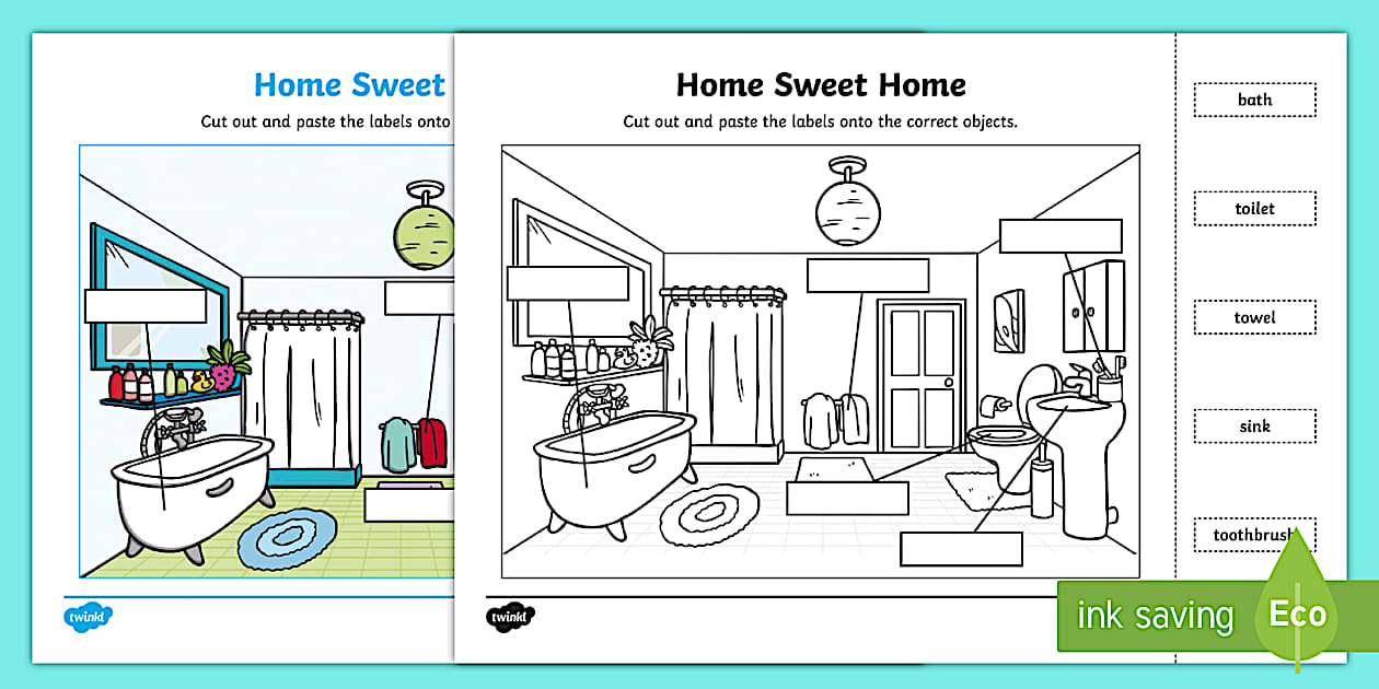 Editable Home Sweet Home Label the Bathroom Activity