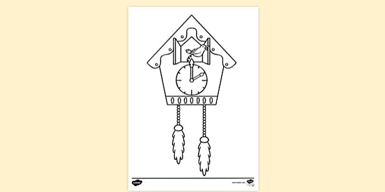Cuckoo Clock Colouring Sheet - Twinkl