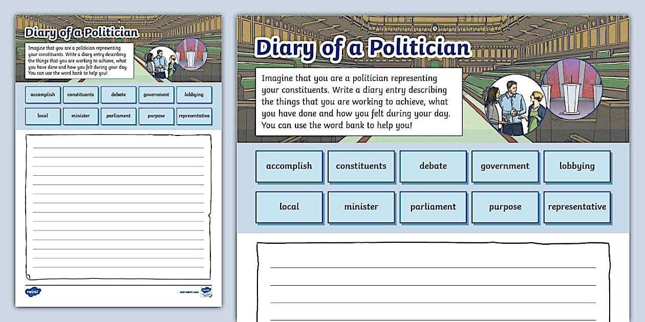 Diary of a Politician KS2 Writing Template (teacher made)