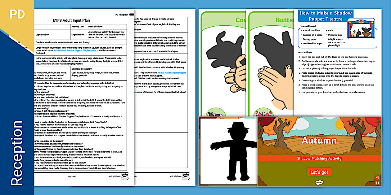 EYFS Hand Shadows Adult Input Plan and Resource Pack Twinkl