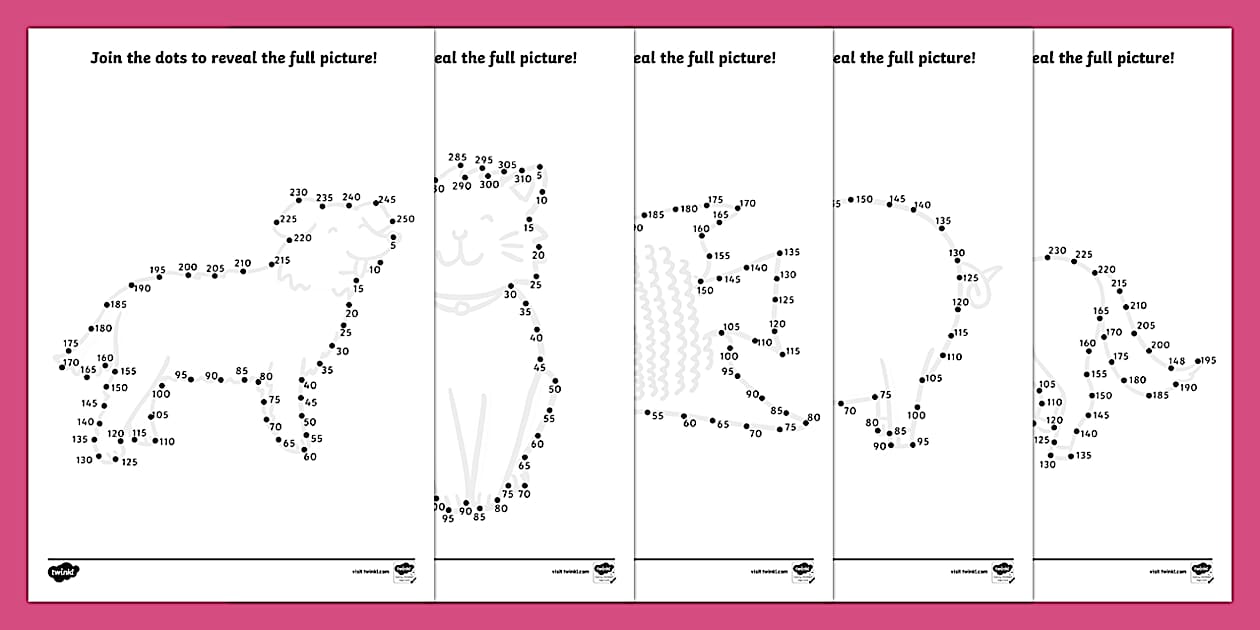 Lower Ability Counting in 5s Dot to Dot Sheets Animals