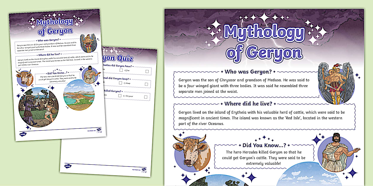 Greek Mythology Geryon Fact File - KS2 Resource - Twinkl