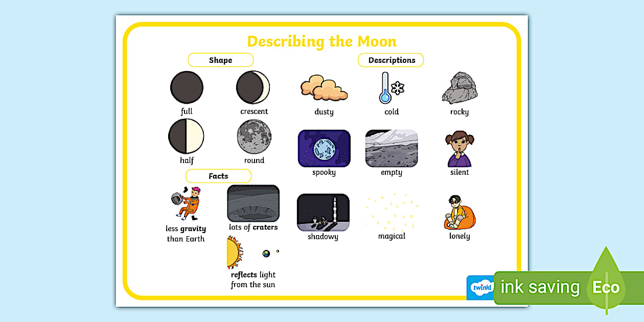 Moon Word Mat - KS1 - Space - Descriptive Writing