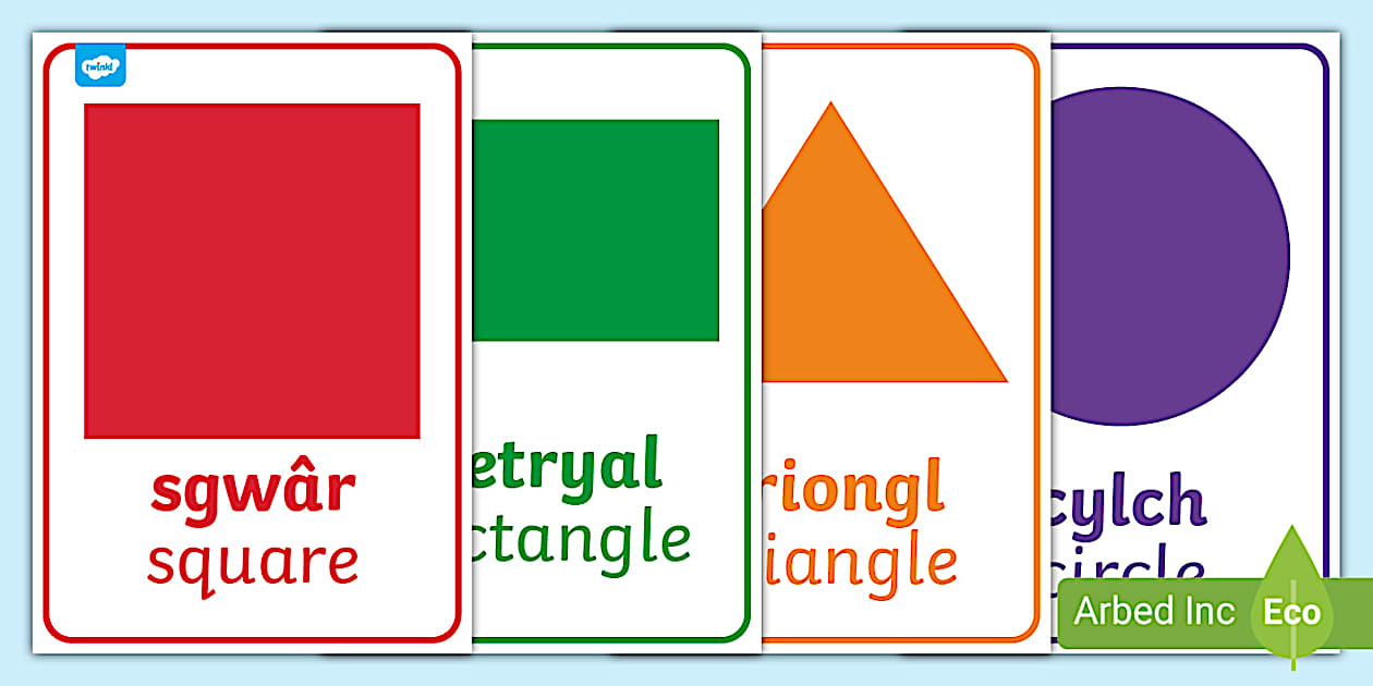 Bilingual Welsh/English 2D Shape Posters - Twinkl