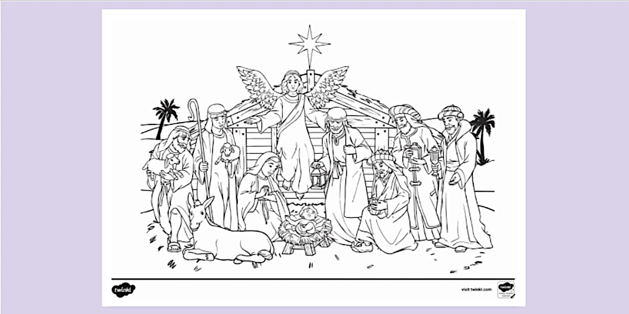 Nativity Colouring Page for Sunday School (teacher made)