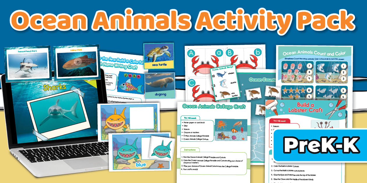 Ocean Animals Activity Pack for PreK-K - Twinkl