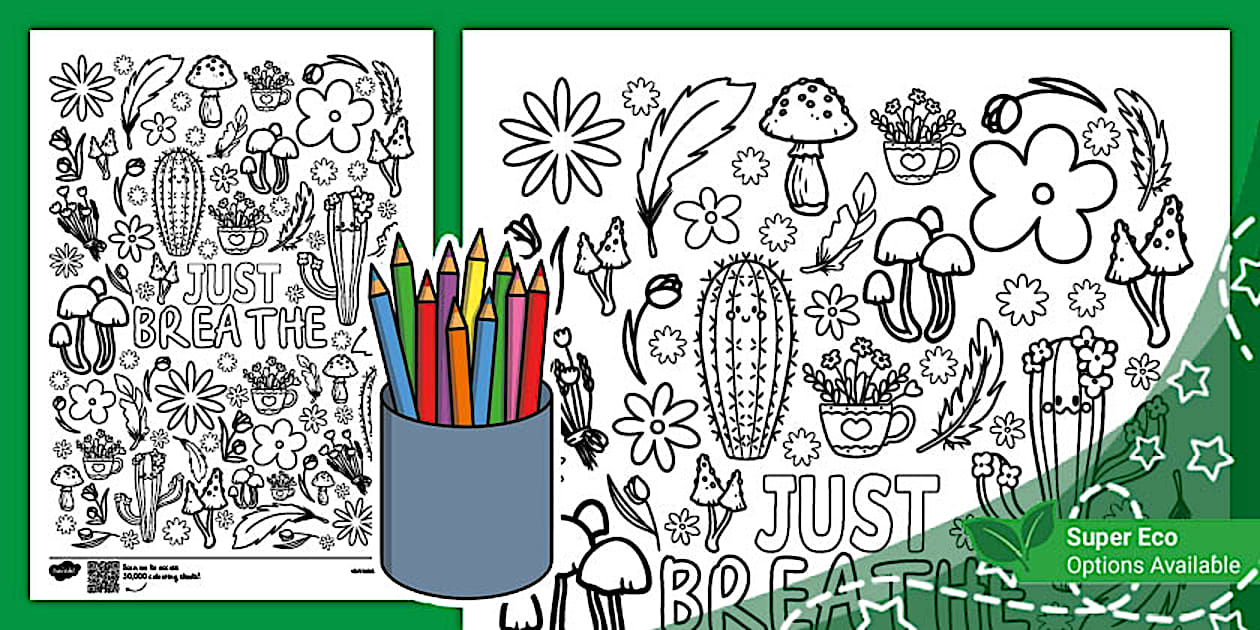 Confidence Boost Just Breathe Colouring Page (Teacher-Made)