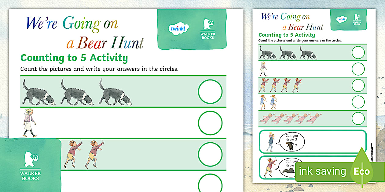 FREE! - 👉 We're Going on a Bear Hunt: Counting to 5 Activity | Twinkl