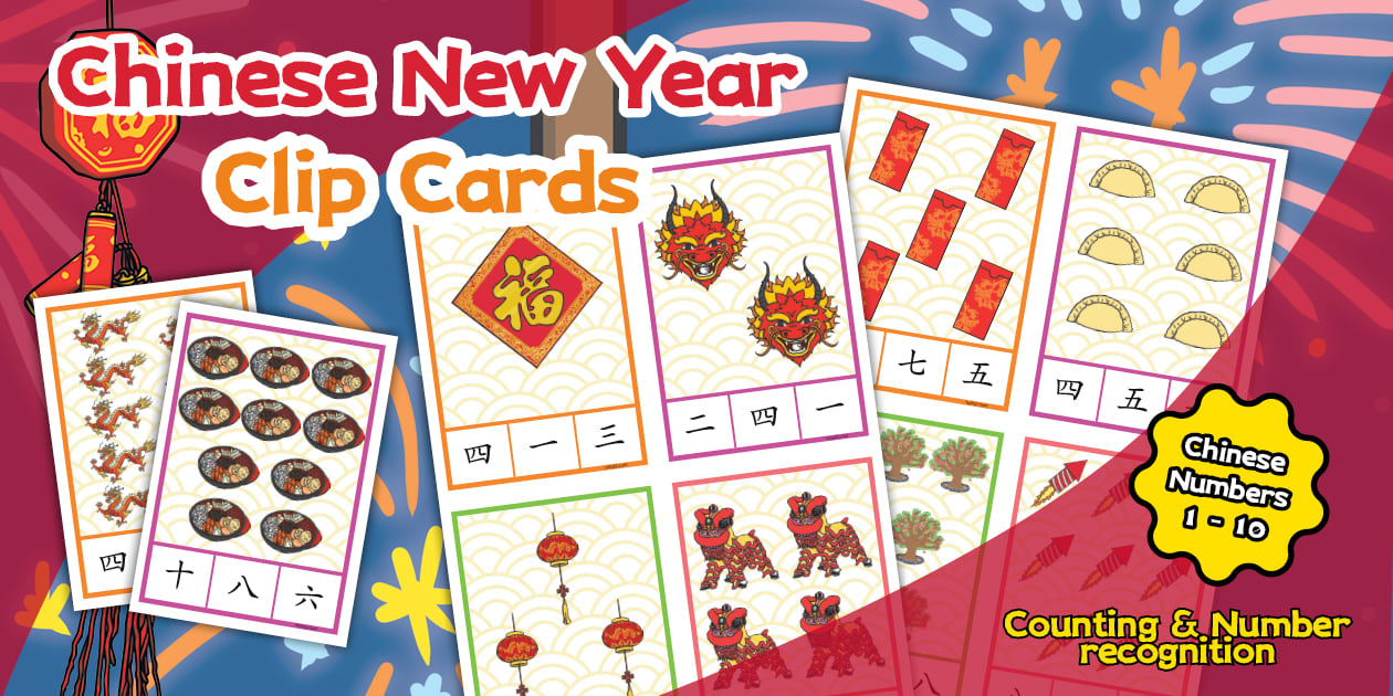 hinese New Year Counting to 10 Clip Cards