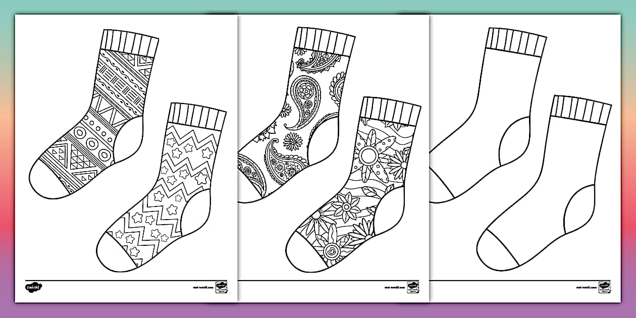 World Down Syndrome Day Odd Socks Coloring Sheets - Twinkl