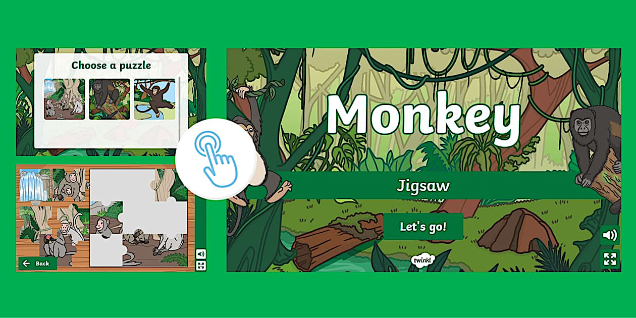 Monkey Interactive Jigsaw (teacher made) - Twinkl