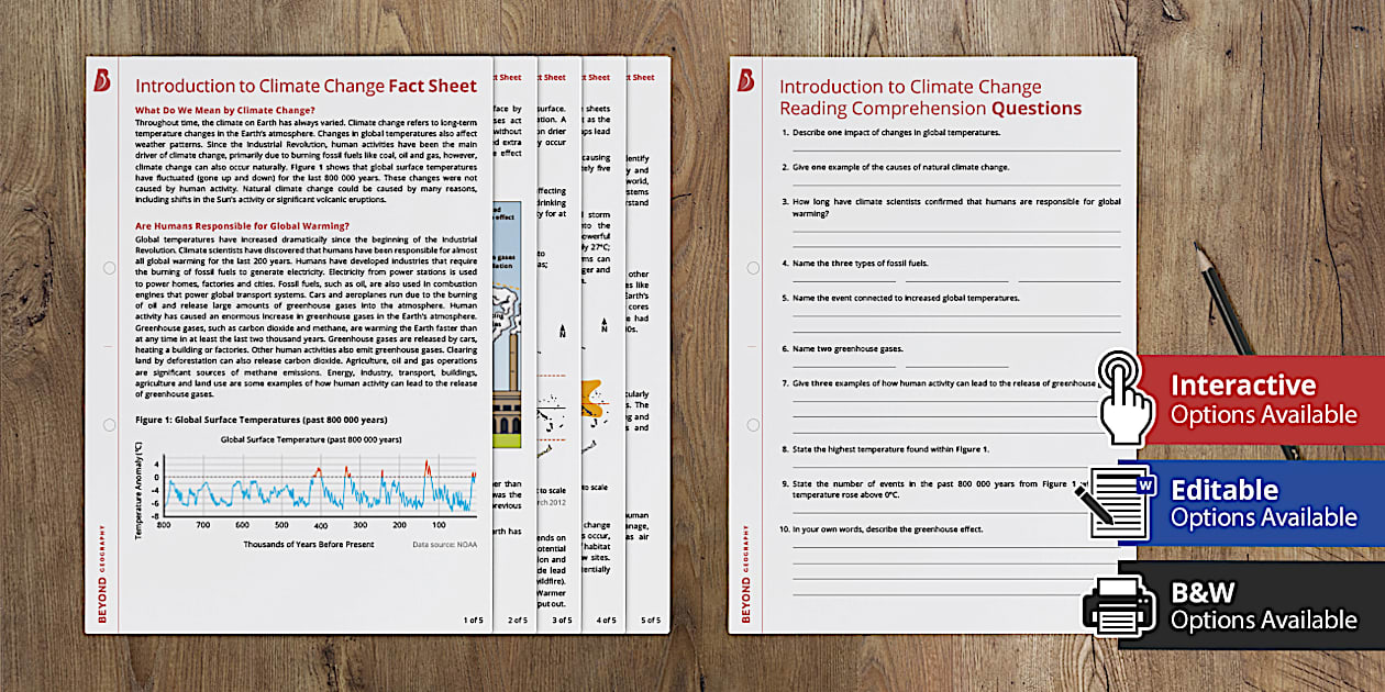 KS4 Geography: Introduction to Climate Change Reading Comprehension