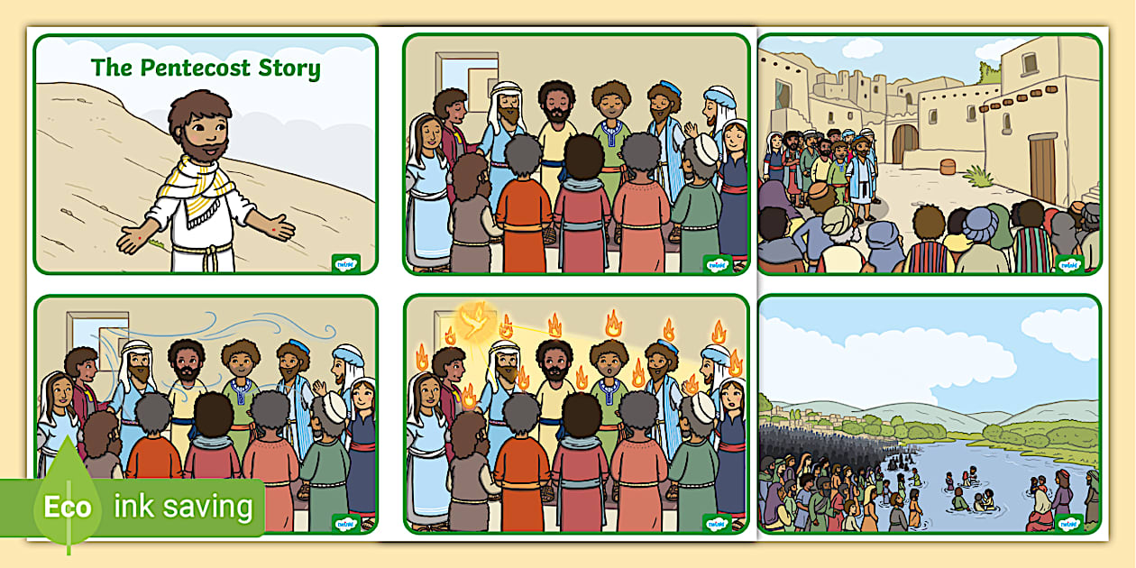 Black and White Pentecost Story Sequencing Cards - Twinkl